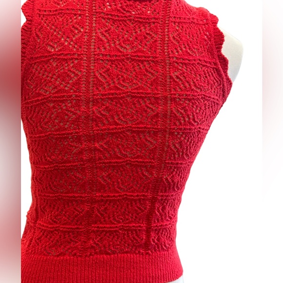 Mango | Tops | Mng Mango Crotchet Scalloped V Neckline Cropped Ribbed ...